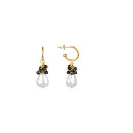 Luxenter Sterling Silber 925 Ohrringe mit schwarzem Kristall in 18K Gelbgold - Sahme