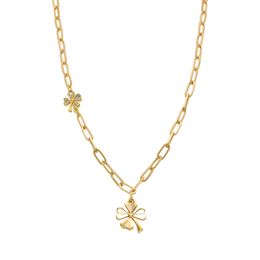 Luxenter Halskette aus 18K Gelbgold mit Brillant Zirkonia - Blume
