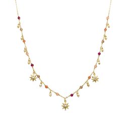 Luxenter Halskette aus 925er Sterlingsilber mit mehrfarbigem Kristall in 18K Gelbgold - Sekhay