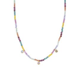 Luxenter Halskette aus 925er Sterlingsilber mit mehrfarbigen Zirkonen in 18K Gelbgold - Ruane