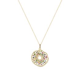 Luxenter Halskette aus 925er Sterlingsilber mit mehrfarbigen Zirkonias in 18K Gelbgold - Xodoa