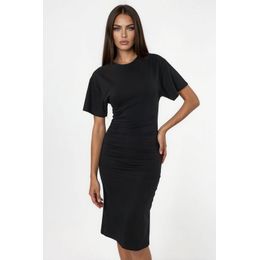 Crew-Neck Mini-T-Shirt-Kleid mit Drapierung