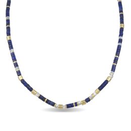 Luxenter Halskette aus 925er Sterlingsilber mit nat&uuml;rlichem Lapislazuli in 18K Gelbgold - Ihun
