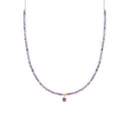 Halskette Luxenter, Athat aus Metalllegierung und Amethystzirkonia mit 18K vergoldetem Finish