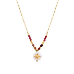 Luxenter Halskette aus wei&szlig;em Perlmutt in 18k Gelbgold - Zador