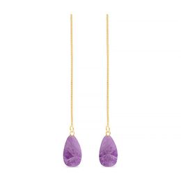 Luxenter, zoqoyi Ohrringe aus 925 Sterlingsilber und nat&uuml;rlichem Amethyst 18K vergoldet