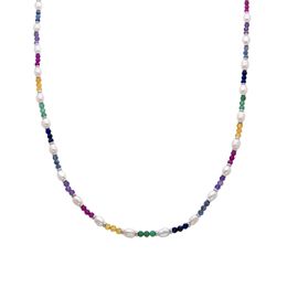 Luxenter Sterling Silber 925 Halskette mit mehrfarbigem rhodiniertem Kristall - Biroal