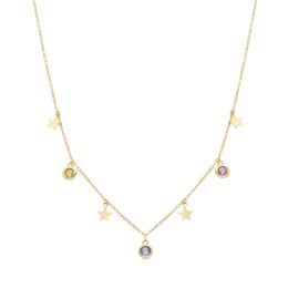 Luxenter Sunah Halskette, aus mehrfarbigen Zirkonia, 18-kar&auml;tiger Gelbgold-Finish