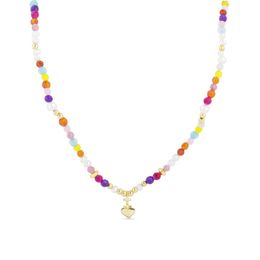 Luxenter Halskette aus 925er Sterlingsilber mit mehrfarbigem Kristall in 18K Gelbgold - Nymox
