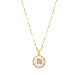 Luxenter-Halskette aus wei&szlig;em Perlmutt in 18 Karat Gelbgold - Alphabet