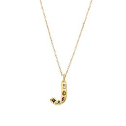 Luxenter Halskette mit mehrfarbigen Zirkonia 18k Gold Finish - Alphabet