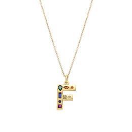 Luxenter Halskette mit mehrfarbigen Zirkonia 18k Gold Finish - Alphabet