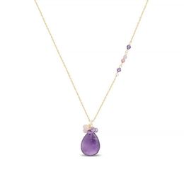 Luxenter-Halskette, Adak aus Metalllegierung und nat&uuml;rlicher Amethyst, 18K vergoldet