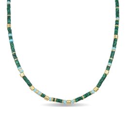 Luxenter Sterling Silber 925 Halskette mit 18K Gelbgold plattiert Malachit - Ihun