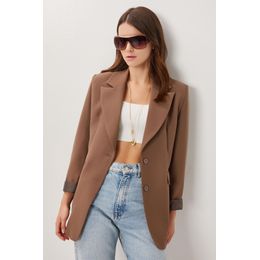 Gepolsterte Gabardinejacke mit Knopfverschluss