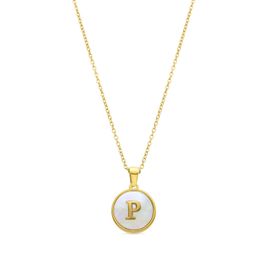 Luxenter-Halskette aus wei&szlig;em Perlmutt in 18 Karat Gelbgold - Alphabet