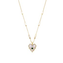 Luxenter-Halskette aus 925er Sterlingsilber und wei&szlig;em Perlmutt mit 18k Gold-Finish - Limy