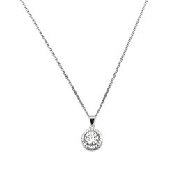 Luxenter-Halskette, 925 Sterling Silber Legende Edelstein und gl&auml;nzender Zirkonia mit rhodinierter Oberfl&auml;che