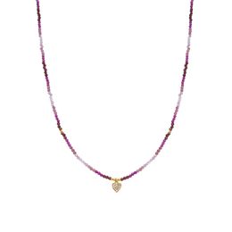 Luxenter Halskette aus 925er Sterlingsilber und Rosenkristall in 18k Gelbgold - Herz