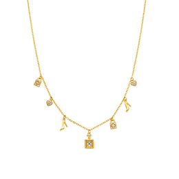 Luxenter Halskette mit gl&auml;nzendem Zirkonia 18k Gold Finish - Hifast