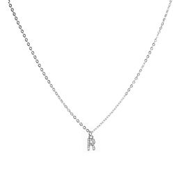 Luxenter Halskette mit gl&auml;nzenden Zirkonia in Silber - Alphabet
