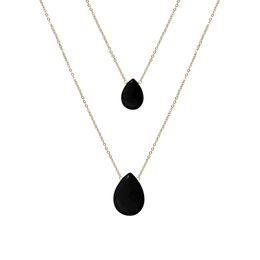 Luxenter Halskette, Metalllegierung und Onyx Abelia 18K vergoldet