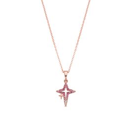 Luxenter-Halskette aus Metalllegierung und Rubinzirkonia, abgeschlossen in 18-karat-Ros&eacute;gold &ndash; Kailial