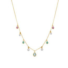 Luxenter-Halskette aus Metalllegierung und wei&szlig;er Perle, abgeschlossen mit 18-karat-Ros&eacute;gold &ndash; Cainhtsi
