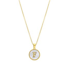 Luxenter-Halskette aus wei&szlig;em Perlmutt in 18 Karat Gelbgold - Alphabet