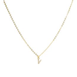 Luxenter Halskette mit gl&auml;nzendem Zirkonia 18k Gold-Finish - Alphabet