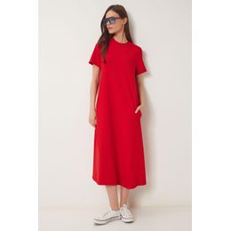 Midikleid mit kurzen &Auml;rmeln und Rundhalsausschnitt
