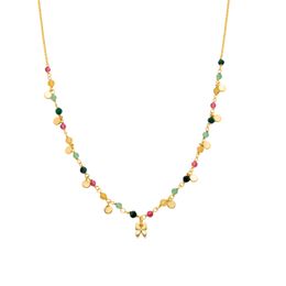 Luxenter Sterling Silber 925 Halskette mit 18K Gelbgold plattiertem Gr&uuml;nem Kristall - Schmetterling