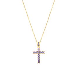 Luxenter-Halskette aus Metalllegierung und Amethystzirkonia, gefertigt in 18-karat-Gelbgold &ndash; Amku