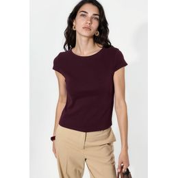 Crewneck Kurzarm Baumwollmischung Bluse
