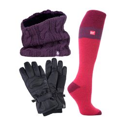 Heat Holders Damen Ski Set Halsw&auml;rmer Handschuhe & Thermo Ski Socken Winterbekleidung