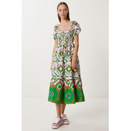 Batikdruck-Midikleid mit R&uuml;schendetails
