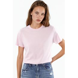 Schlichtes Rundhalsausschnitt Baumwoll-T-Shirt