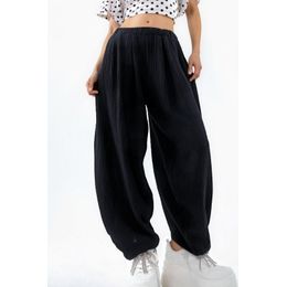 Hosen mit weitem Bein und elastischem Bund