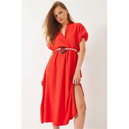 G&uuml;rteltop V-Ausschnitt Midikleid