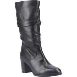 Hush Puppies Cosima Damen Stiefel aus schwarzem Leder mit hohem Absatz