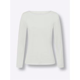 Heine Witt Damen Baumwollpullover mit leichtem U-Boot-Ausschnitt, wei&szlig;, Gr&ouml;&szlig;e 50