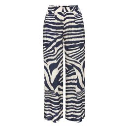 Lascana Damen Palazzohose, creme-graublau bedruckt, Gr&ouml;&szlig;e 40