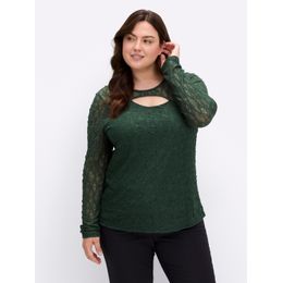 sheego by Joe Browns sheego Gro&szlig;e Gr&ouml;&szlig;en Spitzenshirt mit Cut-out vorn, moos, Gr&ouml;&szlig;e 56/58 - Damen