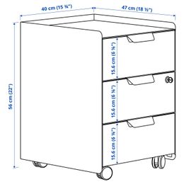 IKEA TROTTEN Rollcontainer mit 3 Schubladen
