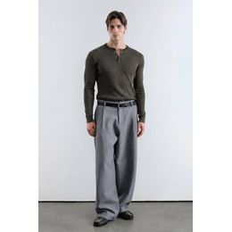 Slim Fit Button-Kragen Langarm-T-Shirt
