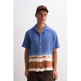Batik Kurzarm-Hemd mit Knopfleiste