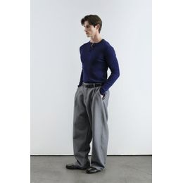 Slim Fit Button-Kragen Langarm-T-Shirt