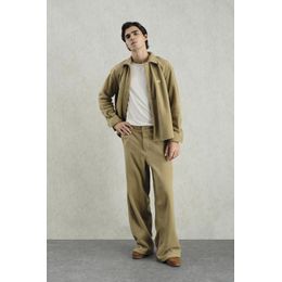Strukturierte Weite-Hosen mit Knopfverschluss