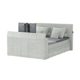 Primo TV-Boxspringbett mit motorischer TV-Halterung Dillon grau Ma&szlig;e (cm): B: 202 H: 123 &raquo; M&ouml;bel Kraft