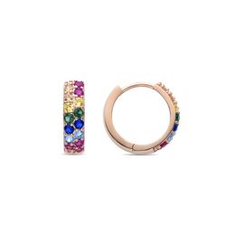 Luxenter Sterling Silber 925 Ohrringe mit Multicolour Zirkonia in 18K Ros&eacute;gold - Imewa
